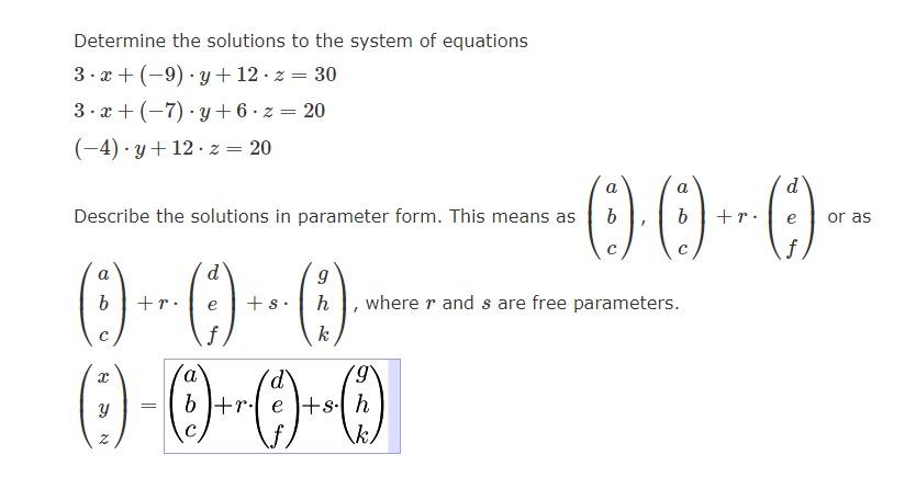 Solved Determine the solutions to the system of equations | Chegg.com