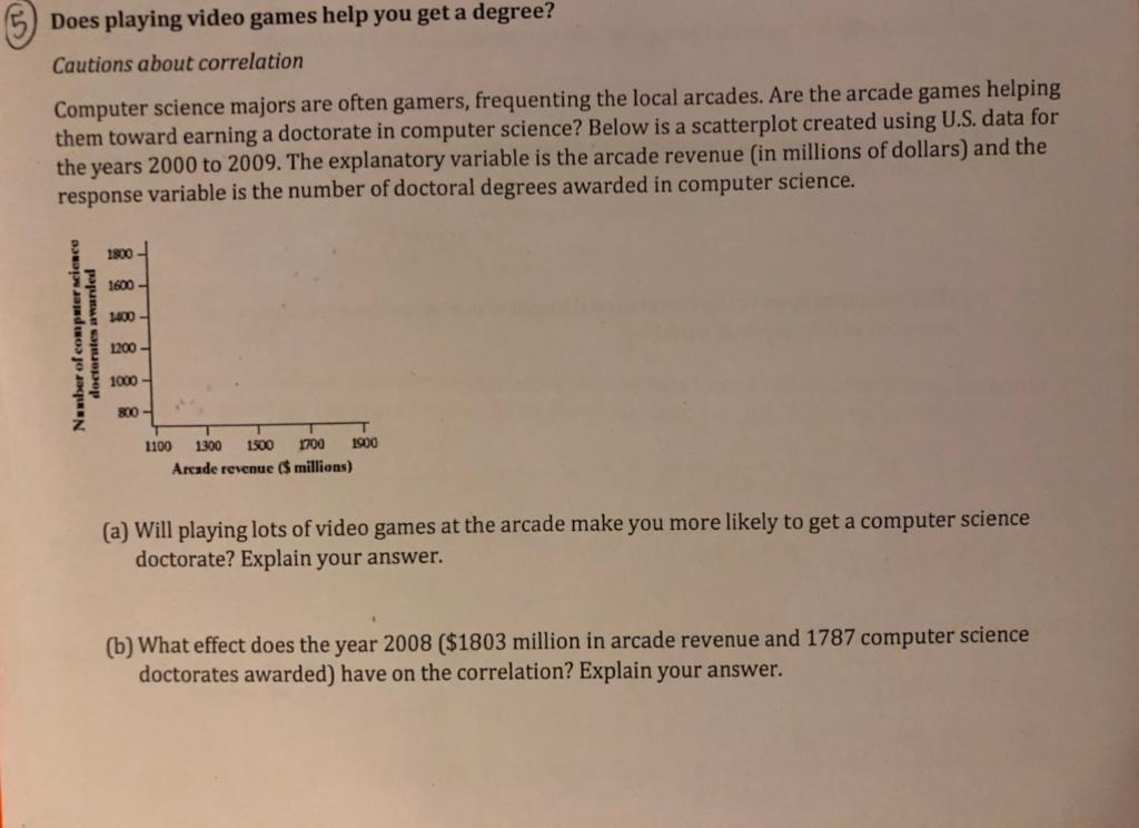 Solved Does playing video games help you get a degree? | Chegg.com