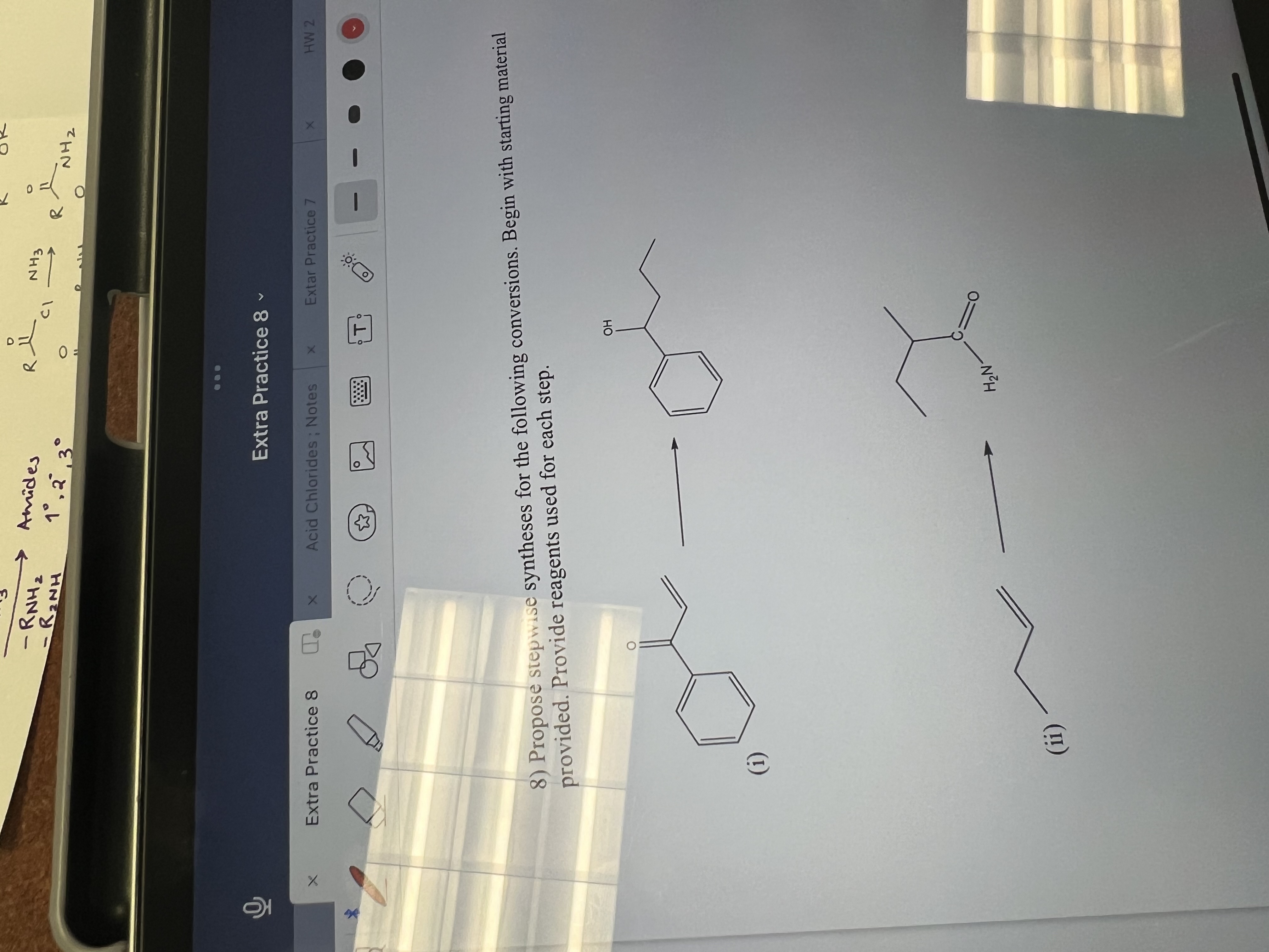 Solved 8) Propose stepwise syntheses for the following | Chegg.com