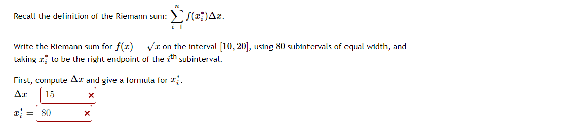 Solved Recall the definition of the Riemann sum: | Chegg.com
