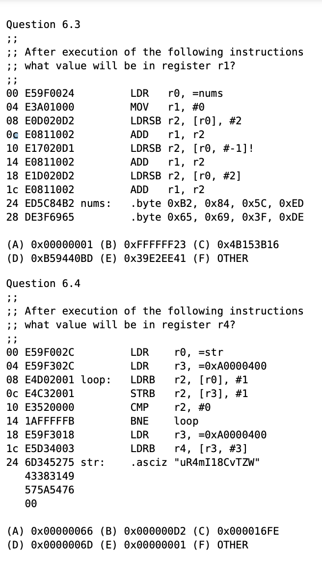 Solved Question 6.3 ii ;; After execution of the following | Chegg.com