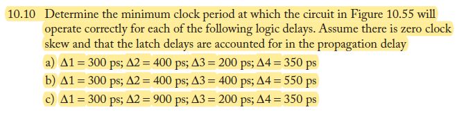 Solved 10.10 Determine the minimum clock period at which the | Chegg.com