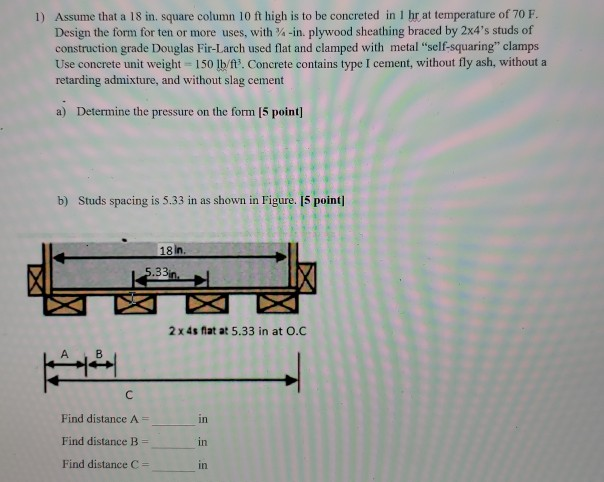 1) Assume that a 18 in. square column 10 ft high is | Chegg.com
