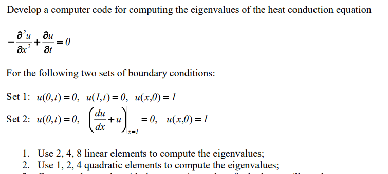 Solved Develop a computer code for computing the eigenvalues | Chegg.com