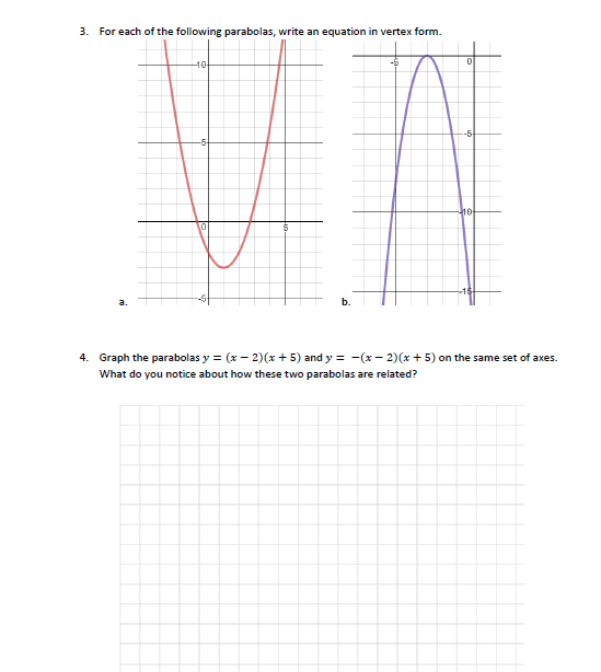 Solved 3. For each of the following parabolas, write an | Chegg.com