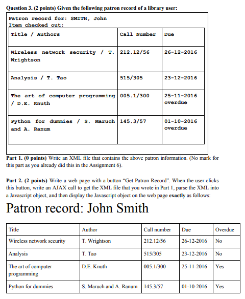 Solved Question 3. (2 points) Given the following patron | Chegg.com