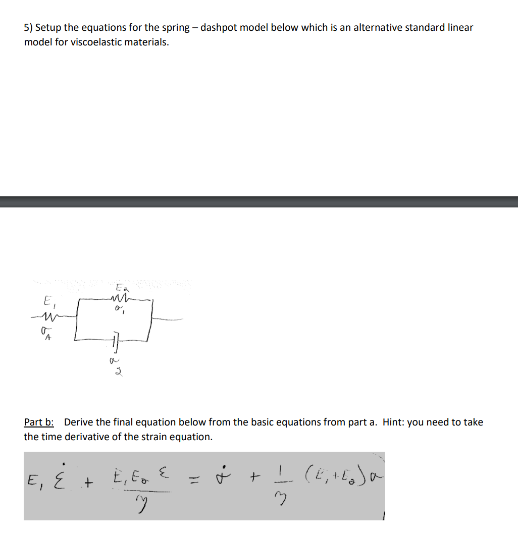 Solved Setup the equations for the spring - ﻿dashpot model | Chegg.com