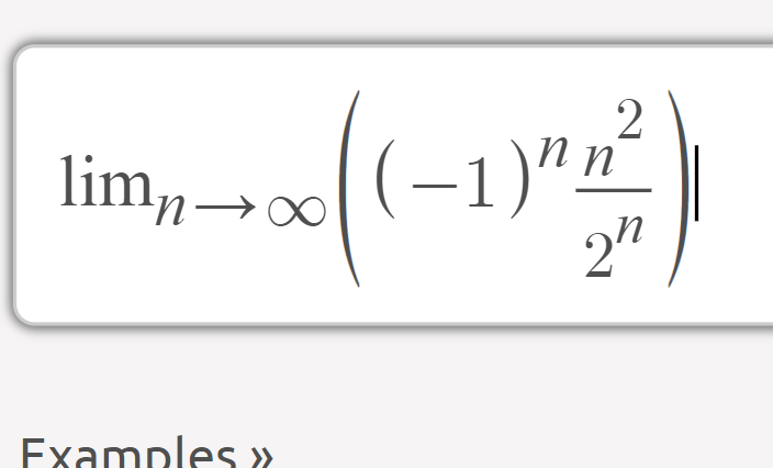 Solved 2 n limn → of)" ♡ (-1)" 2 Examples » | Chegg.com