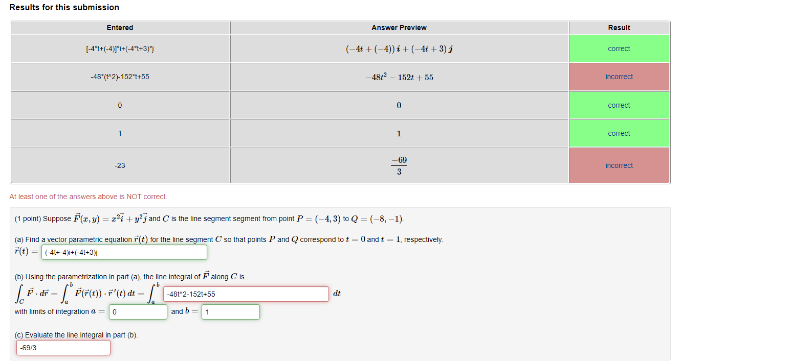 Solved Results for this submission Entered Answer Preview | Chegg.com