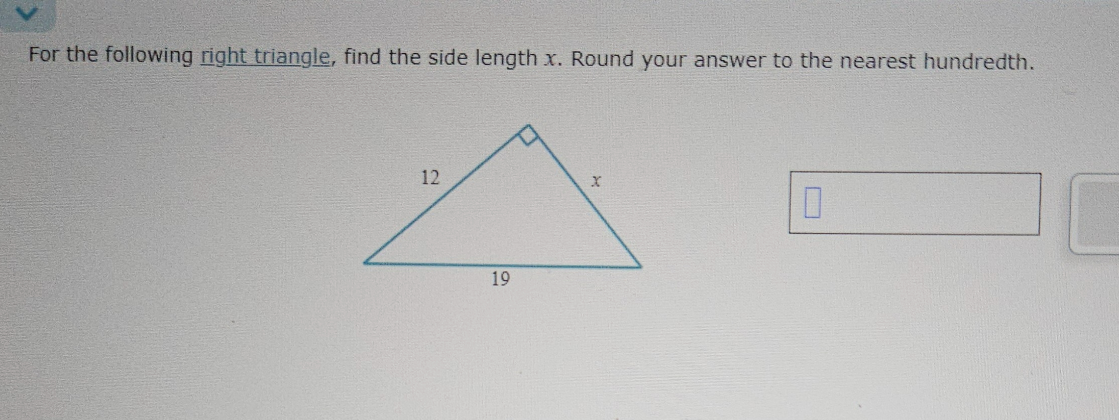 Solved For the following right triangle, find the side | Chegg.com