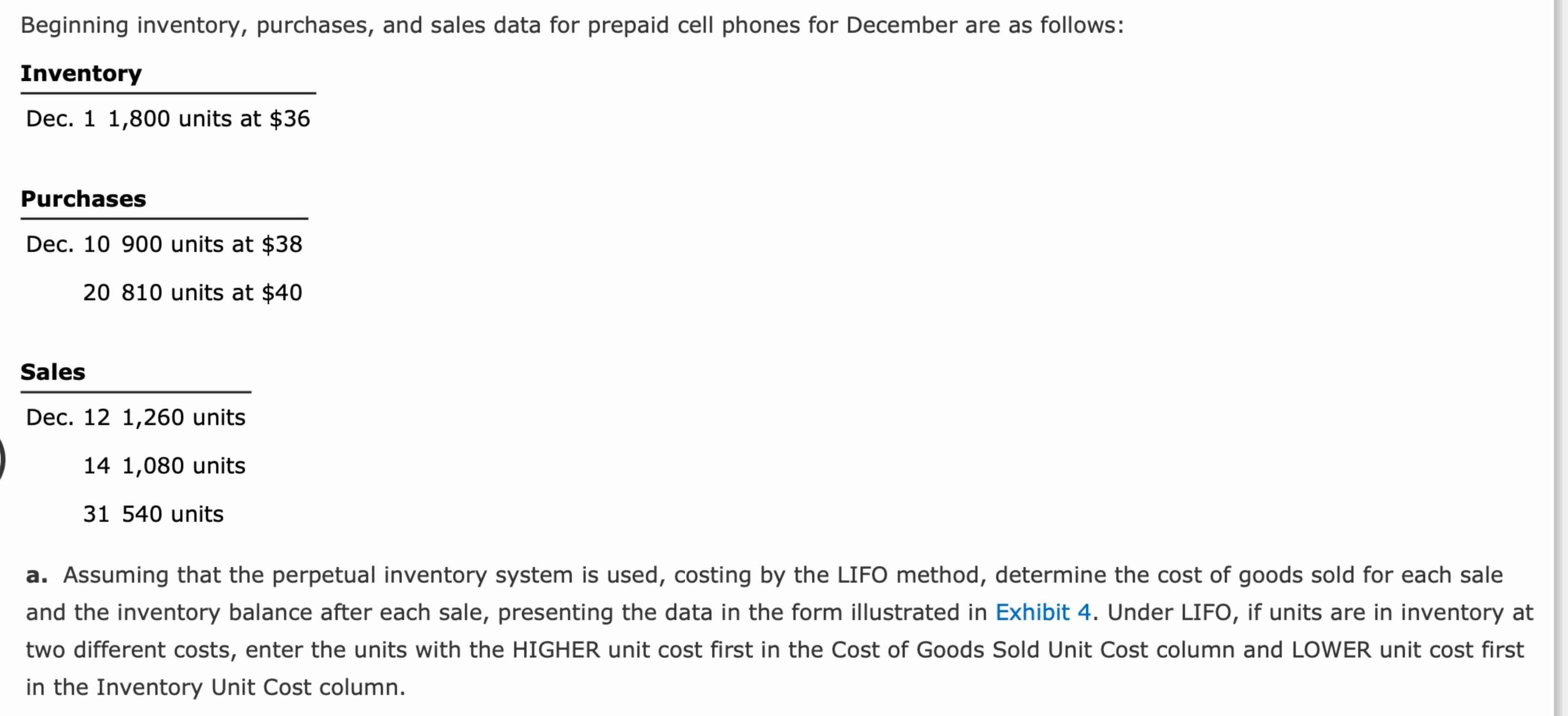 Solved Beginning inventory, purchases, and sales data for | Chegg.com