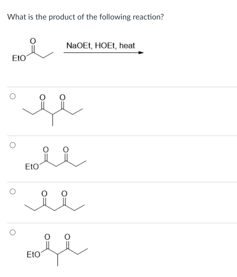 Solved What is the product of the following reaction? NaOET, | Chegg.com
