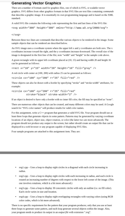 Generating Vector Graphics There are a number of | Chegg.com