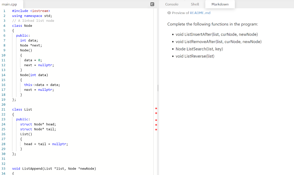 Solved E Console Shell Markdown Preview of README.md | Chegg.com