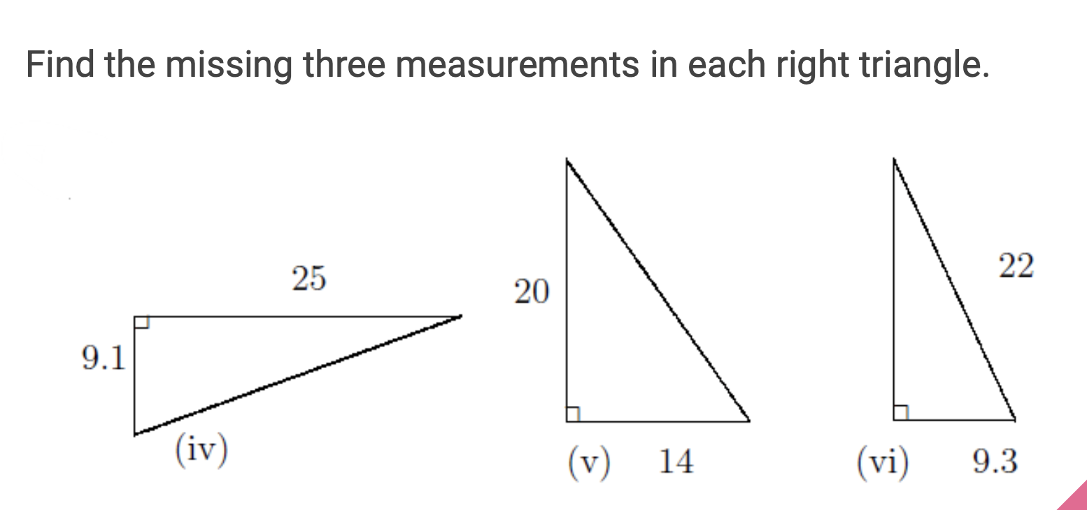 Solved Find the missing three measurements in each right | Chegg.com