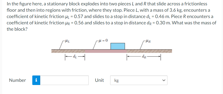 Solved In the figure here, a stationary block explodes into | Chegg.com