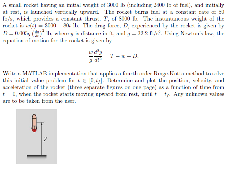 Solved A small rocket having an ﻿initial weight | Chegg.com