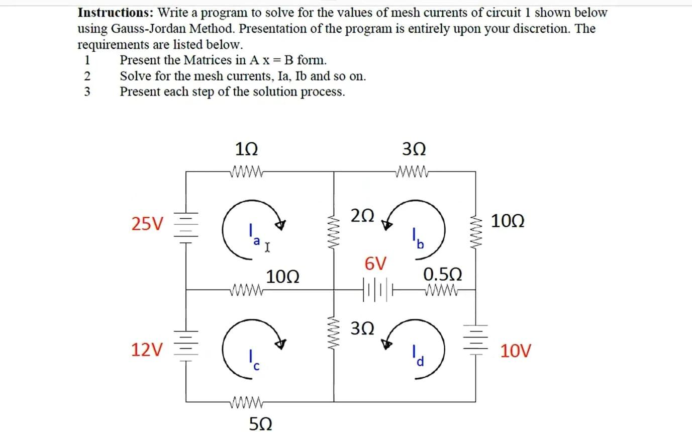 Solved How can I find the values for mesh currents Ia, | Chegg.com