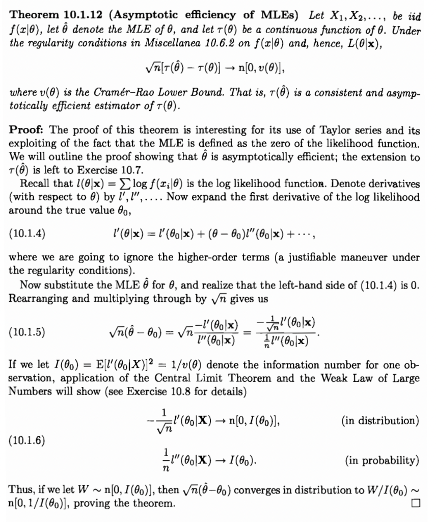 - TO Theorem 10.1.12 (Asymptotic efficiency of MLEs) | Chegg.com