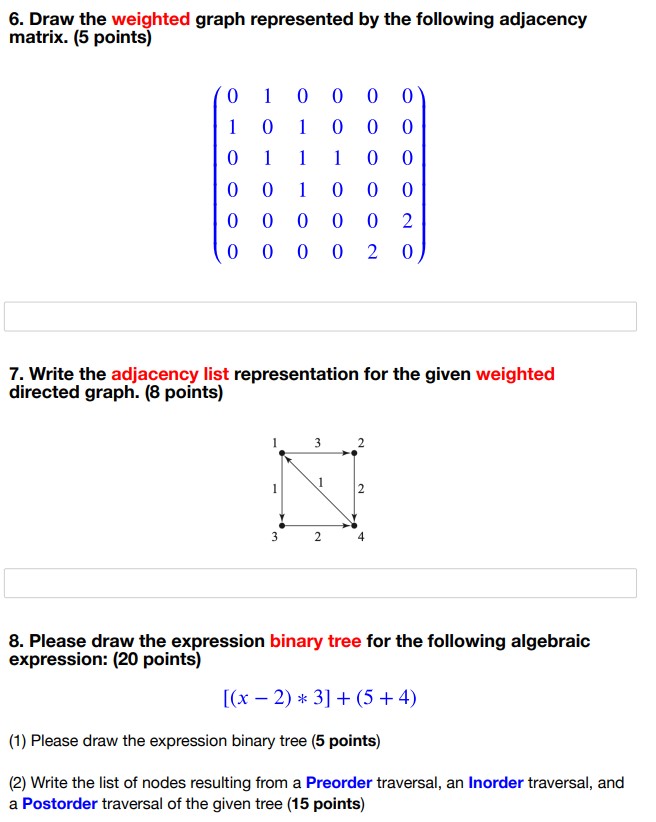 Solved Please Draw The Expression Binary Tree For The