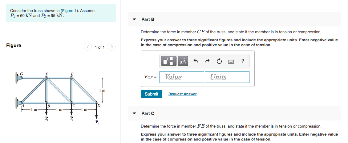 Solved Consider the truss shown in (Figure 1). Assume P1 = | Chegg.com