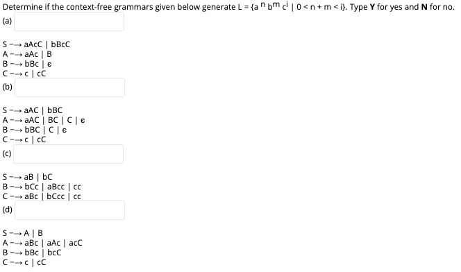 Solved Determine if the context-free grammars given below | Chegg.com