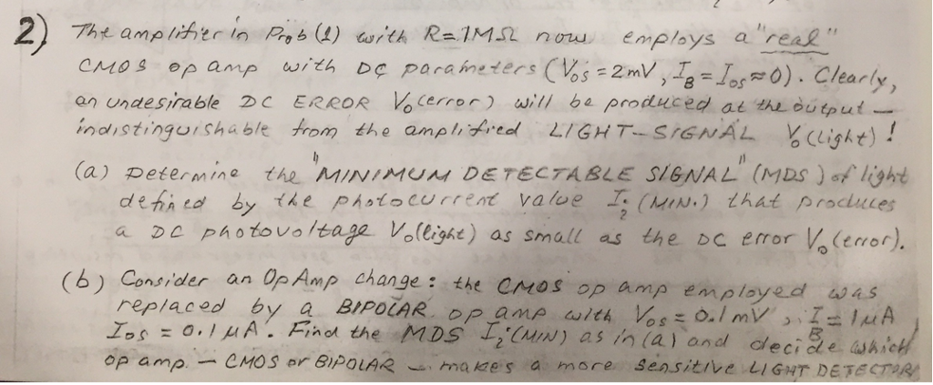 Solved a. Determine the “Minimum Detectable Signal” (MDS) of | Chegg.com