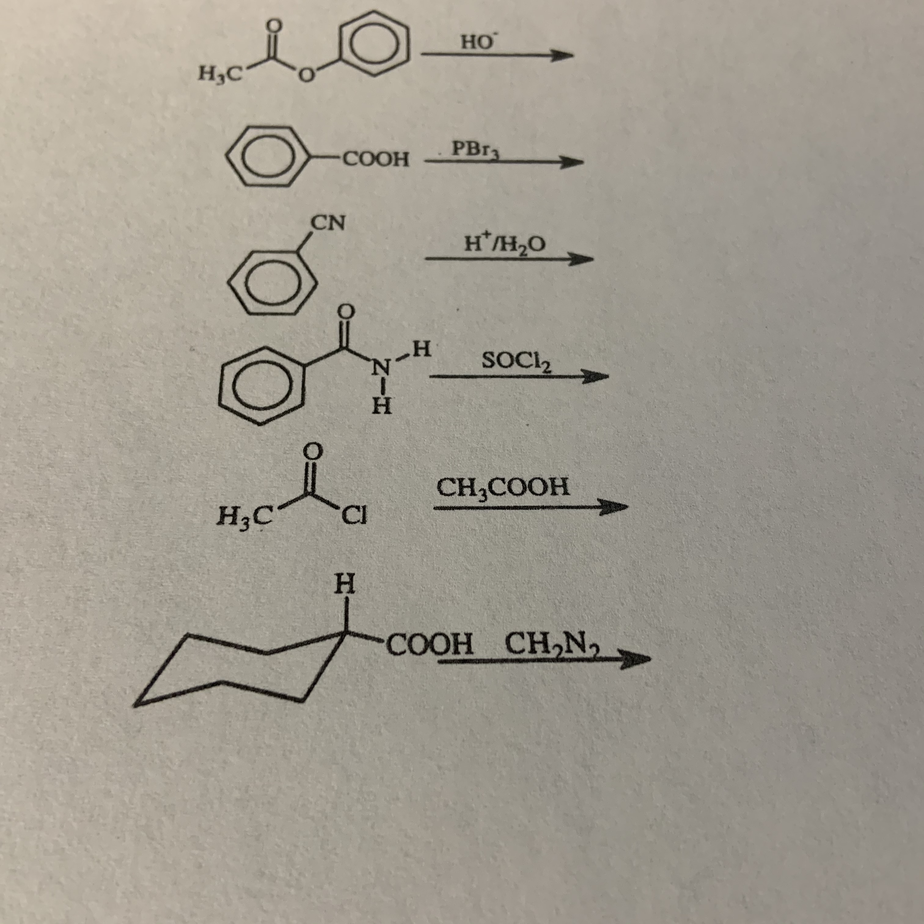 Solved HO HC COOH PBrz CN H+H2O H Н N SOCL2 H CH3COOH HC CI | Chegg.com