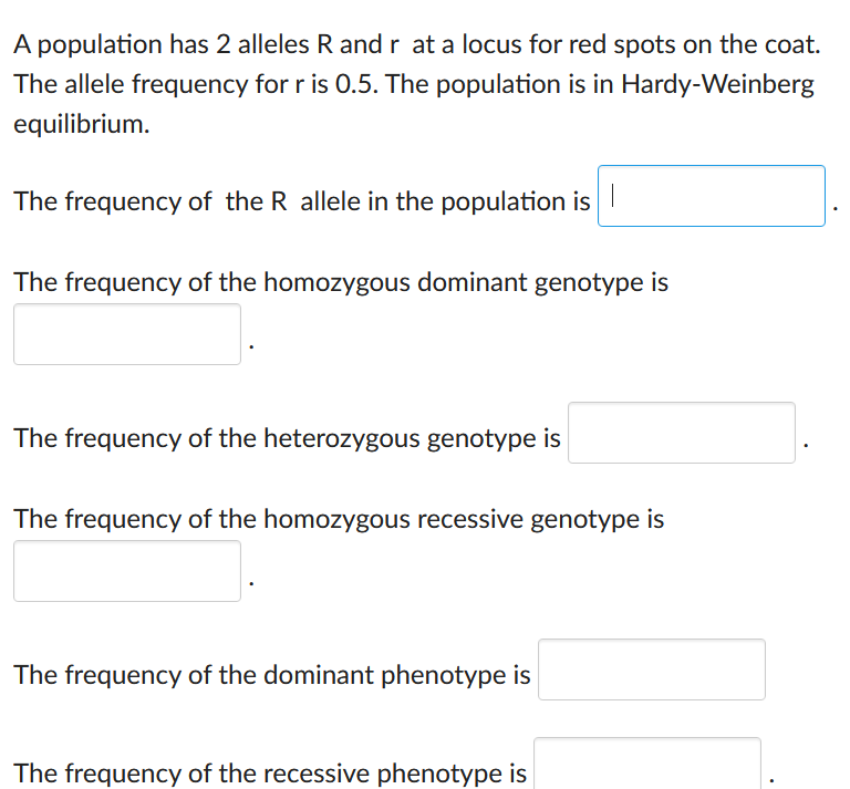 Solved A population has 2 alleles Rand r at a locus for red | Chegg.com