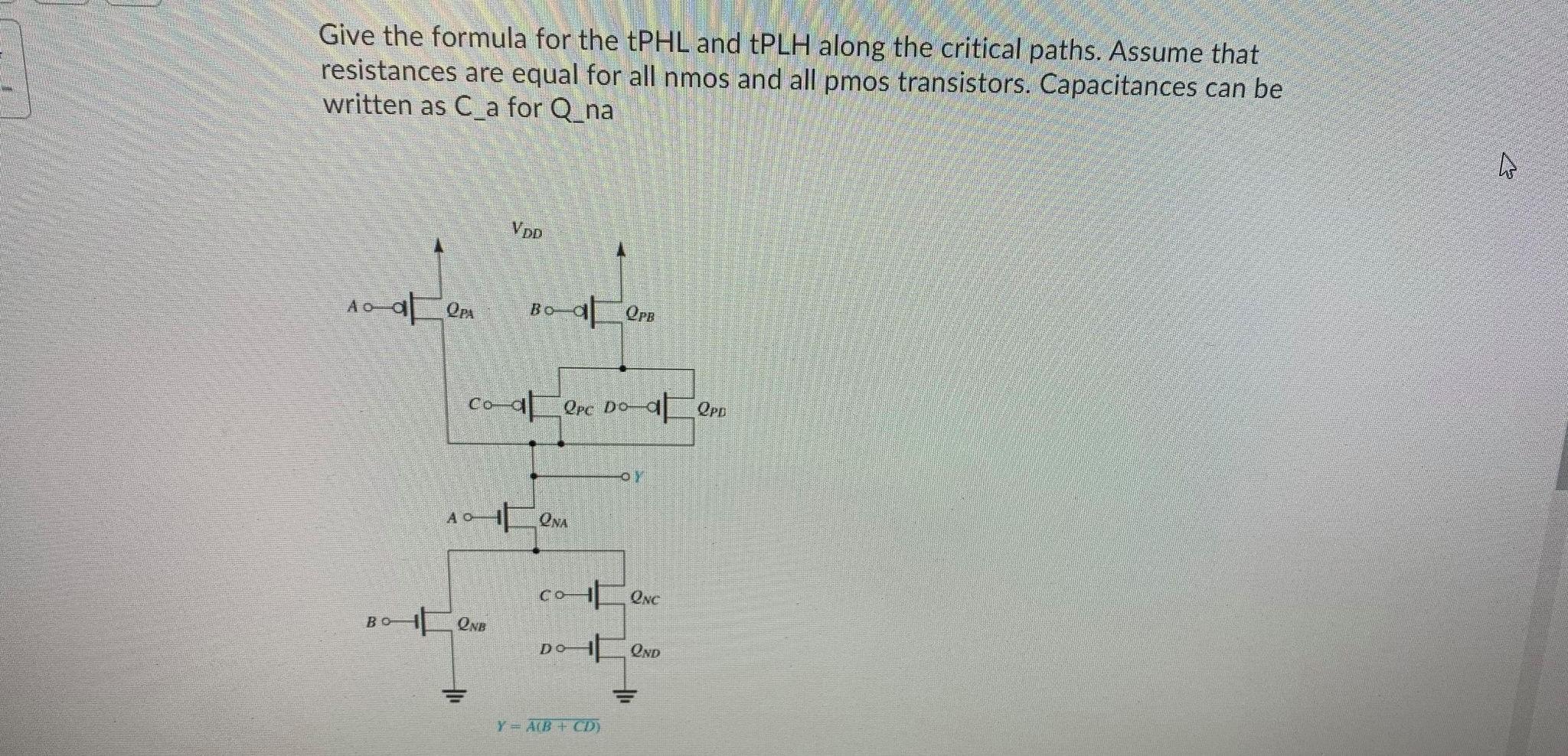 Solved Give the formula for the tPHL and tPLH along the | Chegg.com