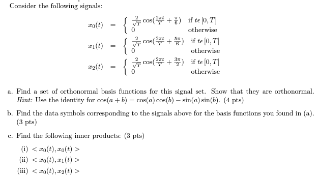 Solved Consider the following signals: | Chegg.com