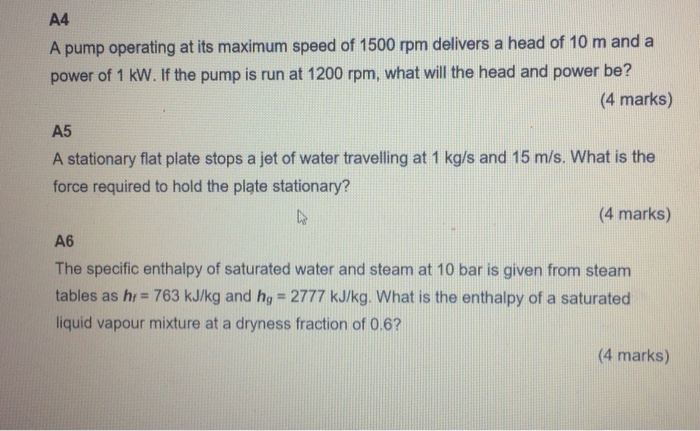 Solved A4 A pump operating at its maximum speed of 1500 rpm | Chegg.com