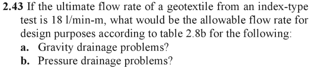 Solved TABLE 2.8b RECOMMENDED FLOW REDUCTION FACTOR VALUES | Chegg.com