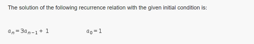 Solved The solution of the following recurrence relation | Chegg.com