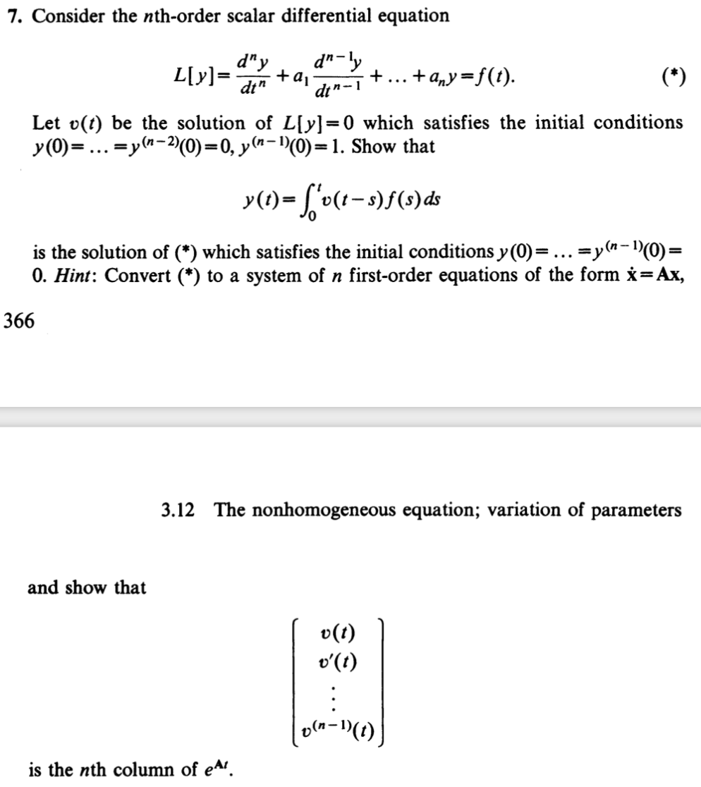 Solved 7. Consider the nth-order scalar differential | Chegg.com