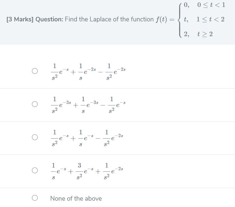 Solved 0, 0 2 1 1 1 1 - 2s + e S -2s $2 82 1 1 -3s 1 + 3s s | Chegg.com