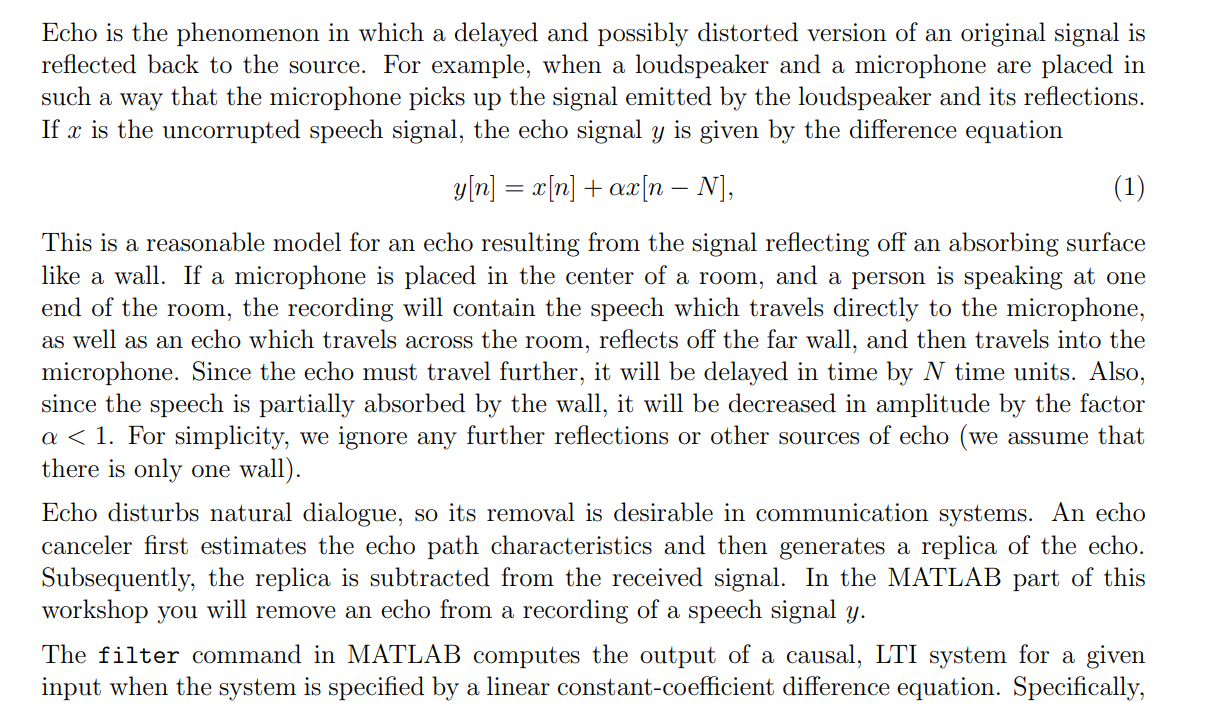 Solved Echo is the phenomenon in which a delayed and | Chegg.com