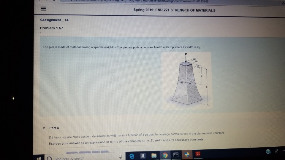 Solved 8113748 Spring 2019: ENR 221 STRENGTH OF MATERIALS | Chegg.com