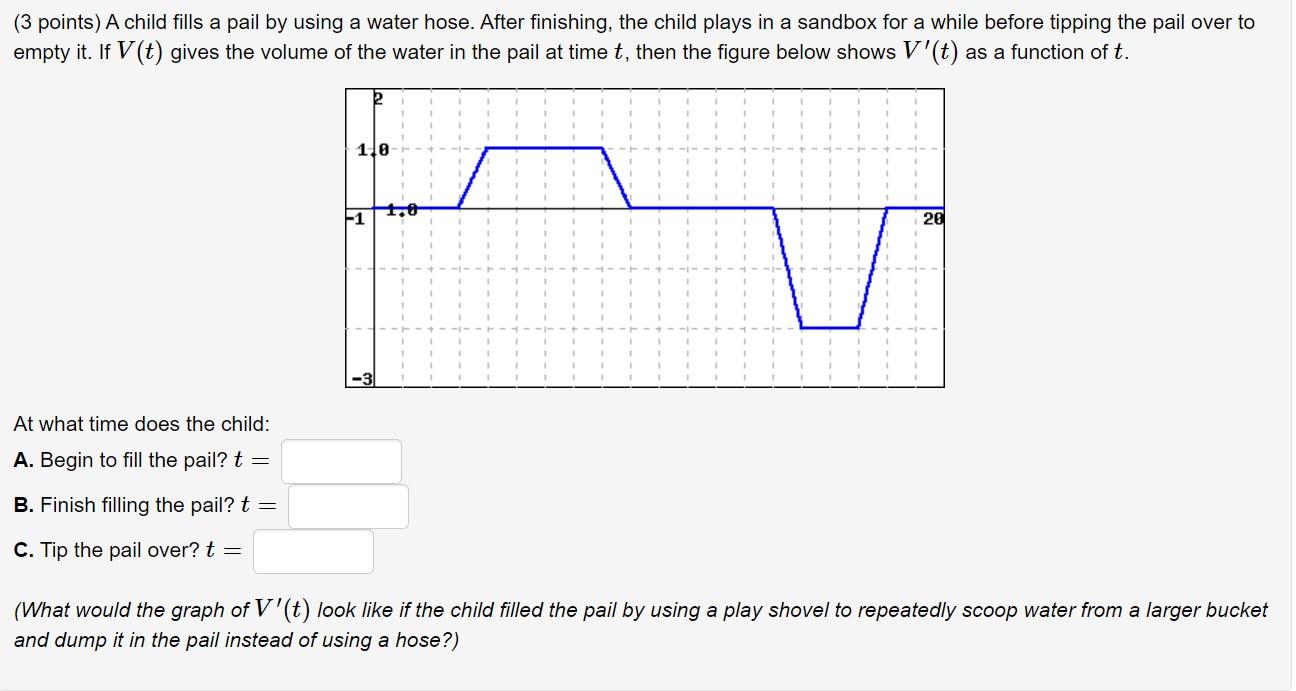 Solved (3 points) A child fills a pail by using a water | Chegg.com