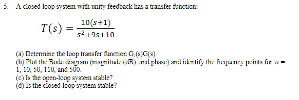 Solved A closed loop system with unity feedback has a | Chegg.com