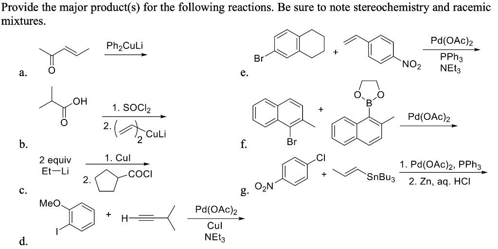 Solved Provide the major product(s) for the following | Chegg.com