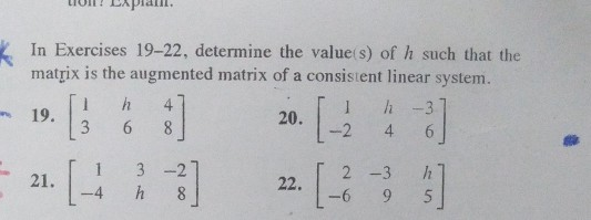 Solved ионалран, In Exercises 19-22, determine the value(s) | Chegg.com