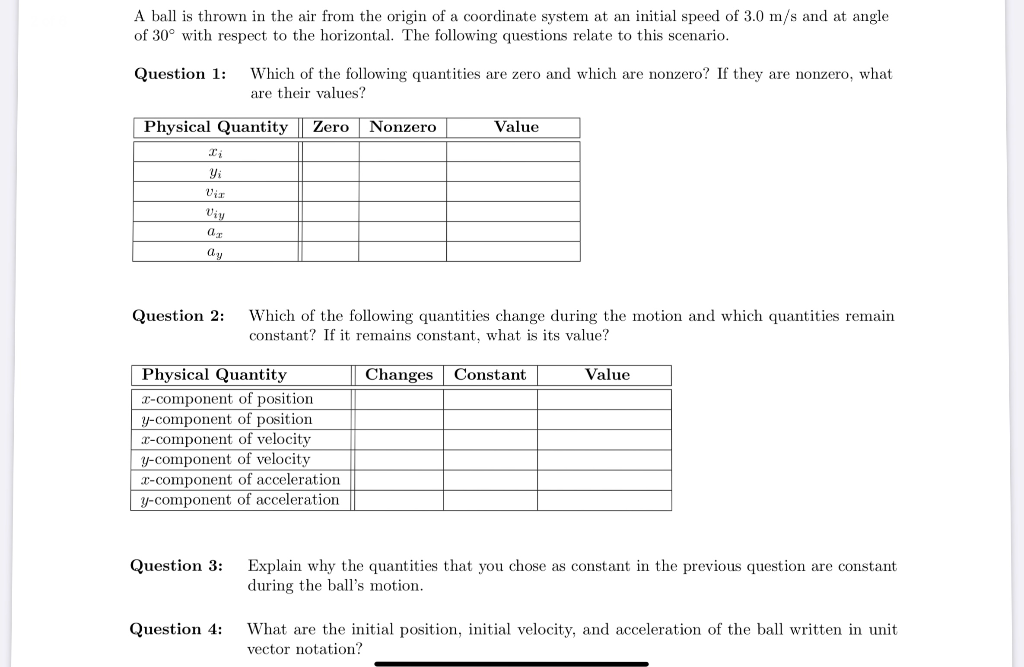 Solved A ball is thrown in the air from the origin of a | Chegg.com