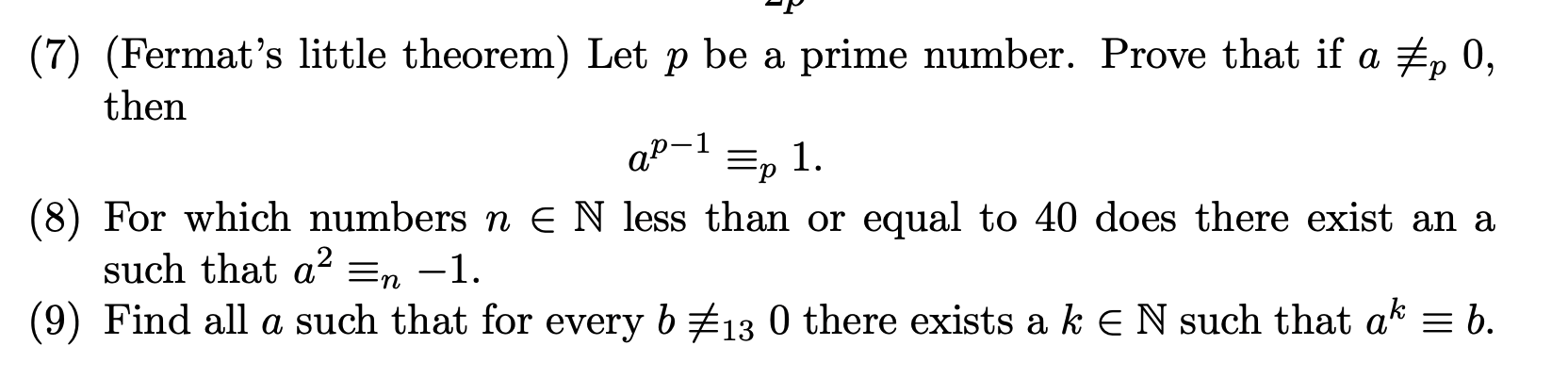 Solved (7) (Fermat's little theorem) Let p be a prime | Chegg.com