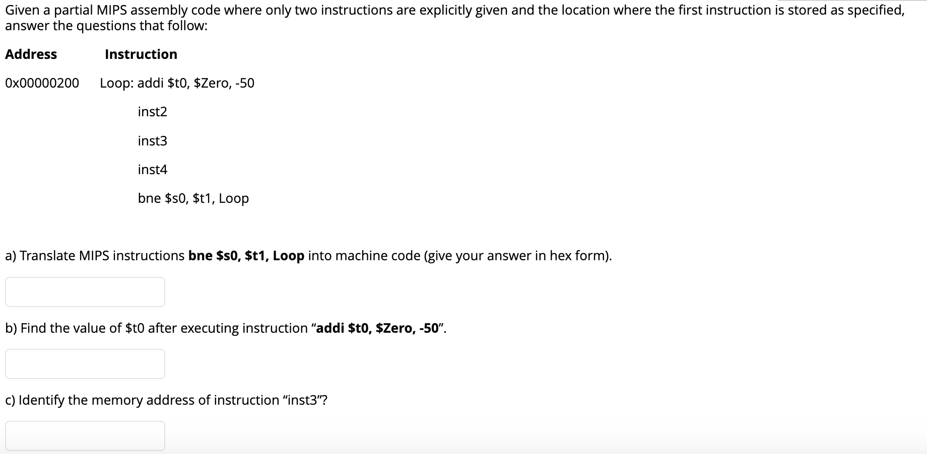 Solved Given a partial MIPS assembly code where only two | Chegg.com