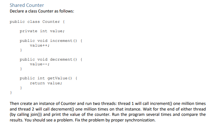 Shared Counter Declare A Class Counter As Follows 