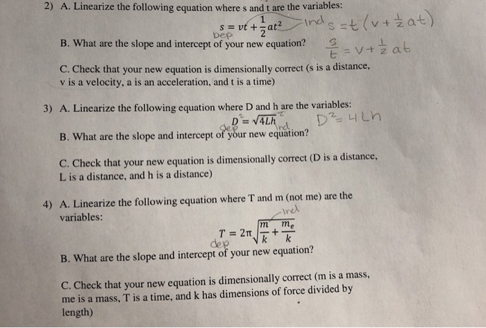 Solved 2) A. Linearize the following equation where s and t | Chegg.com