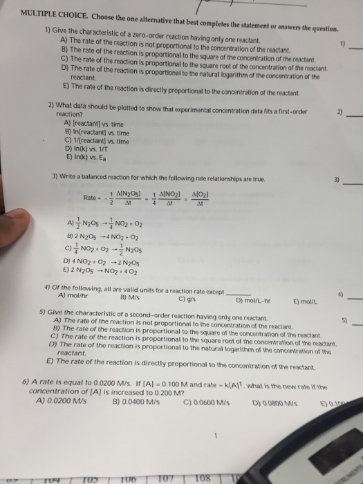 Solved Give The Characteristic Of A Zero Order Reaction