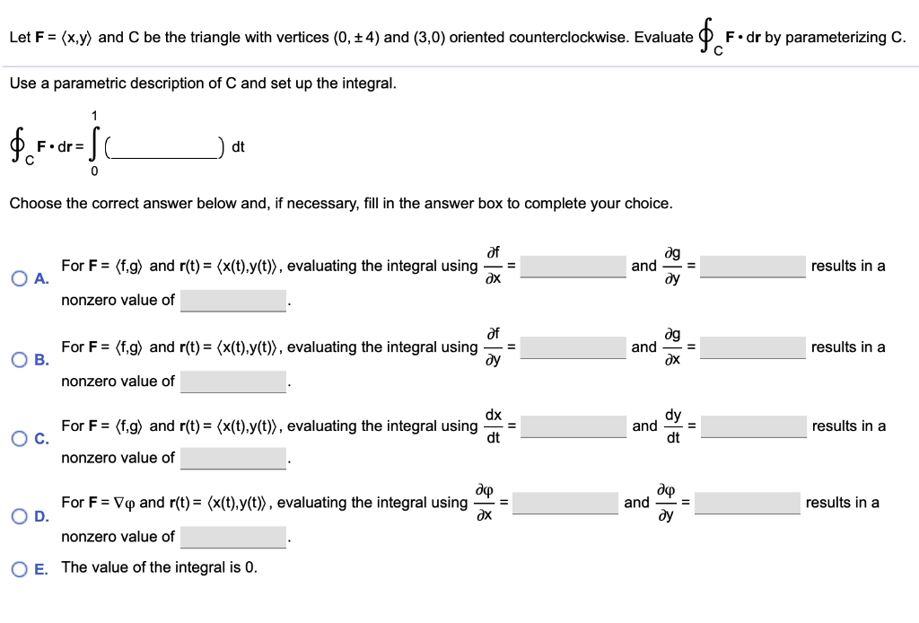 Solved Let F = (x,y) and C be the triangle with vertices (0, | Chegg.com