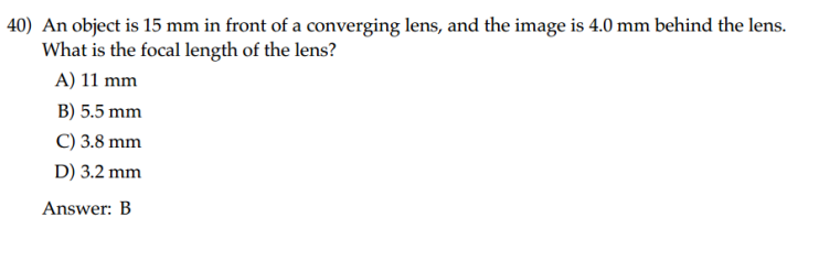 Solved 10) An object is 15 mm in front of a converging lens, | Chegg.com